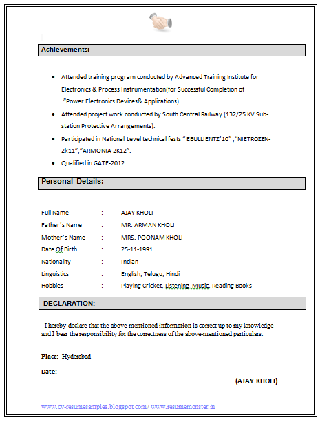 Over 10000 CV and Resume Samples with Free Download: Example of Best ...