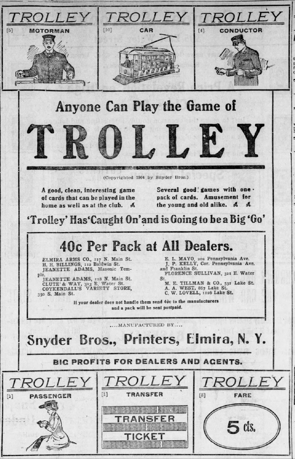 Chemung County Historical Society: The Trolley Card Game: Look Out For It!