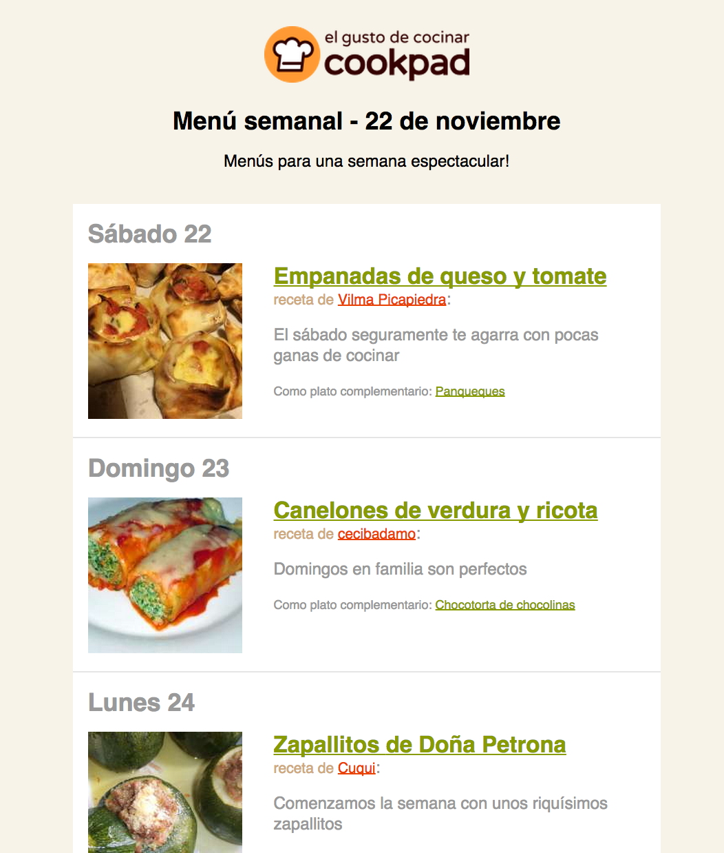 Suscríbete gratis a menús semanales | Blog de Cookpad