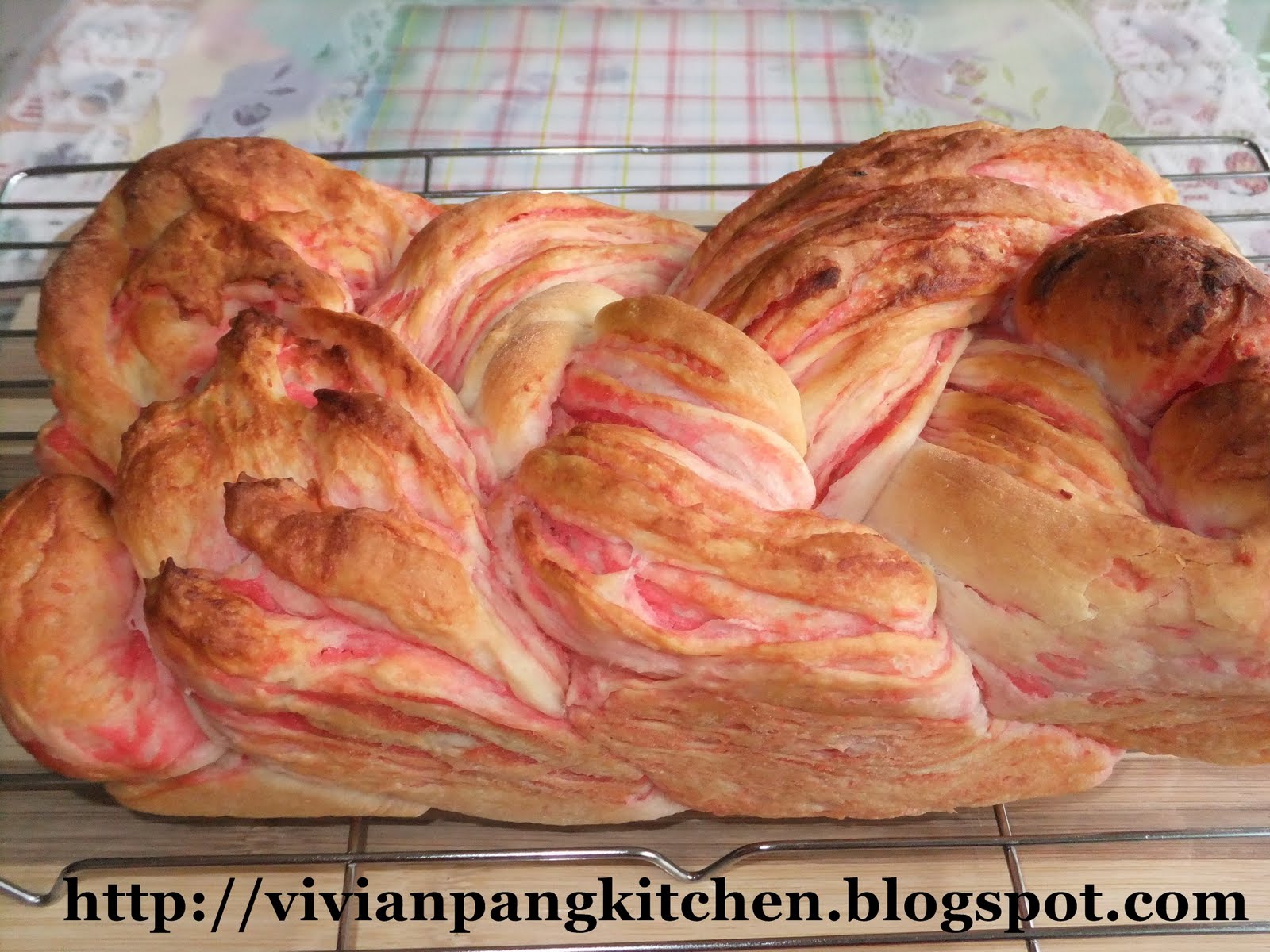 Vivian Pang Kitchen: Strawberry Marble Loaf Bread/ Straight Dough Method