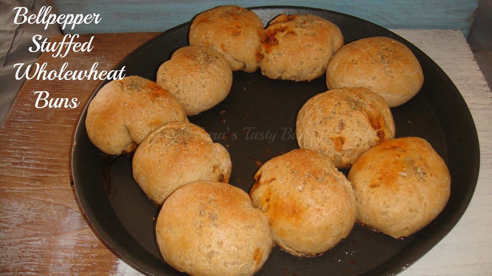 SARA'S TASTY BUDS: BellPepper Stuffed Whole Wheat Buns #BreadBakers