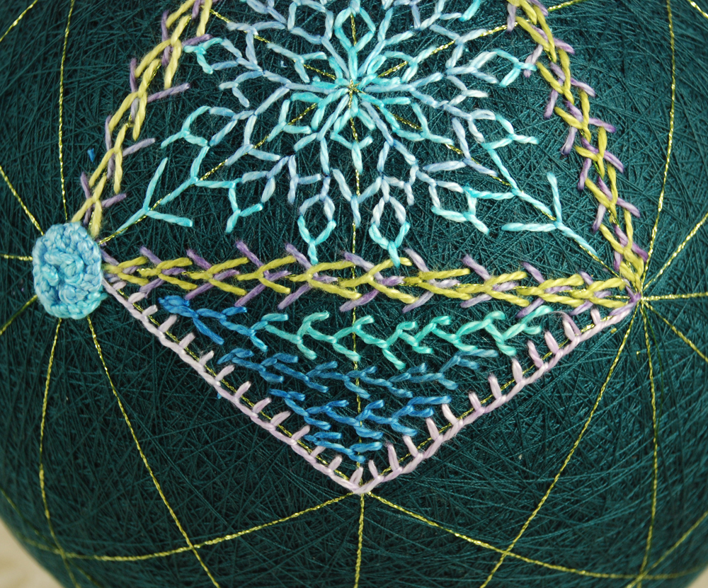 Japanese Temari: Feather and Cretan stitches for temari
