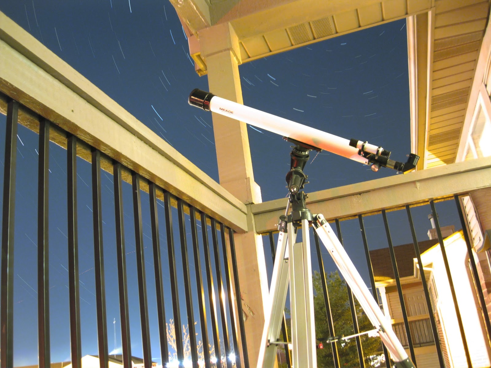 Balcony Star Trails featuring Meade 285 [Stellar Neophyte Astronomy Blog]