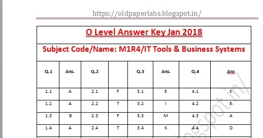 Old Question Paper Library: O level