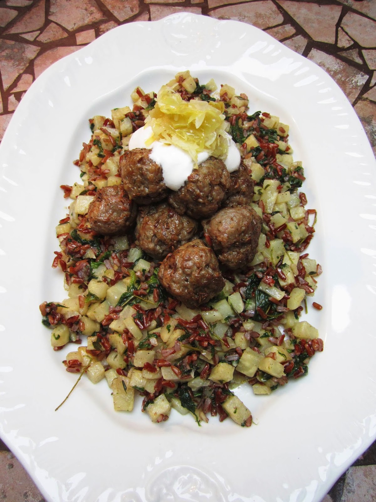 The Eva Lotta/Jamie Project: Swedish Meatballs, Celeriac & Spinach Rice