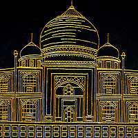Cristal Art Blog: Glass Painting of the Taj Mahal in Gold