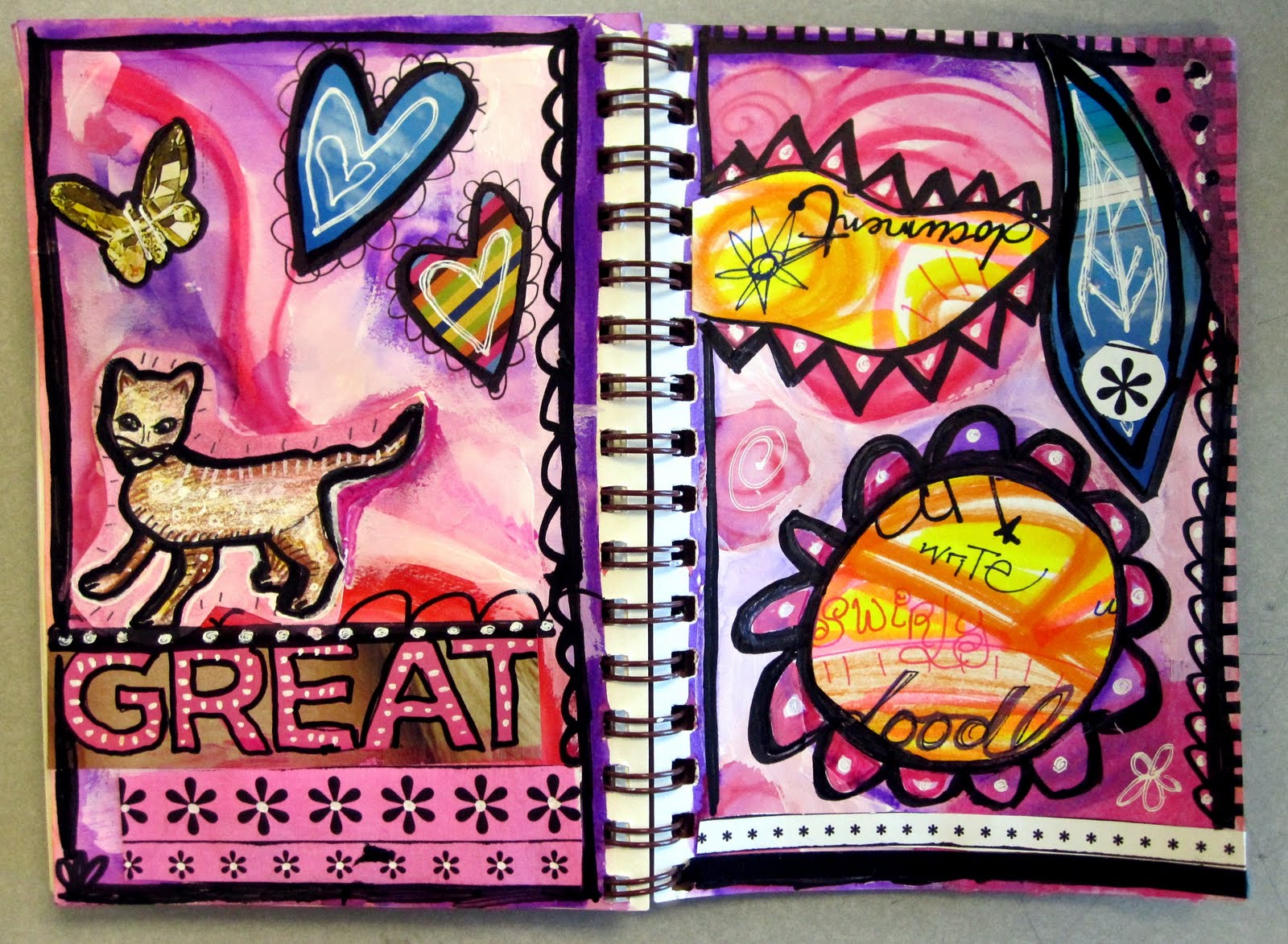 Painted Journal Page Progression - Marcia Beckett