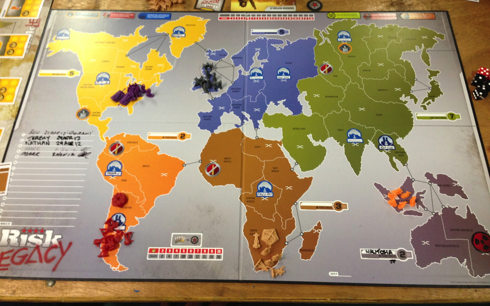 Up the vacuum thingy: Risk Legacy - Session Report - Game 6 (spoilers)