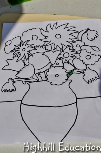 Highhill Homeschool: Kids Art Project based on Van Gogh Sunflowers