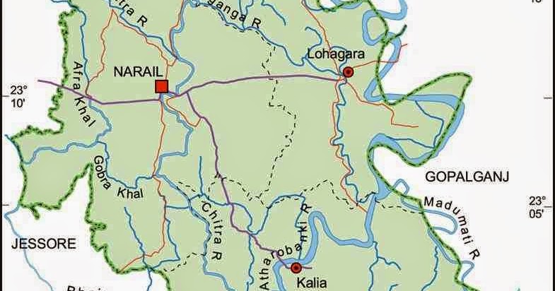 Narail Zila Map, Khulna Division, Bangladesh