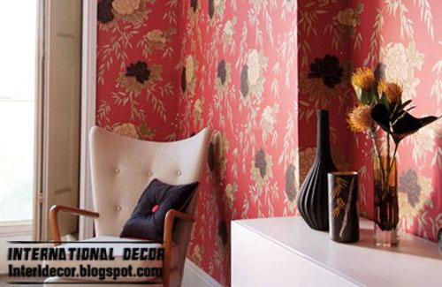 Stylish floral wall covering designs, colors 2013