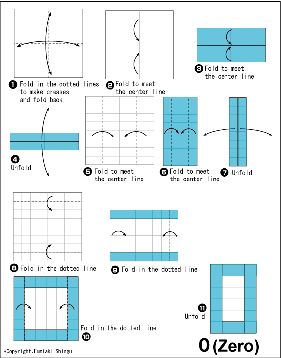 Number 0（Zero） - Easy Origami instructions For Kids