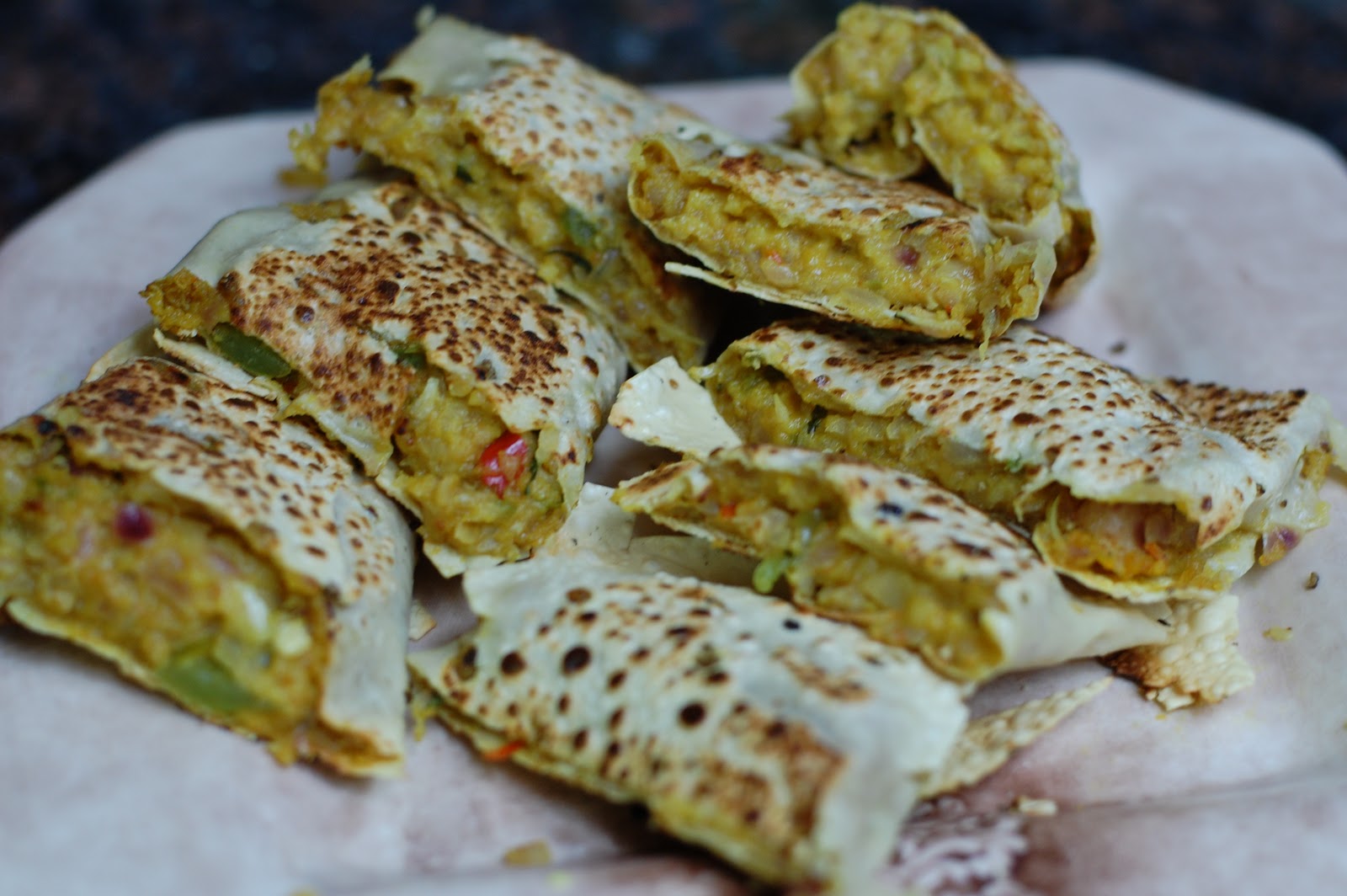 Nehal's Food and Garden: Paneer Stuffed Papad Rolls