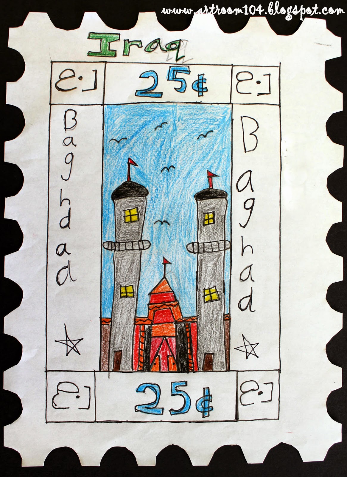 Art Room 104: 6th Grade: Foreign Country Stamp Designs