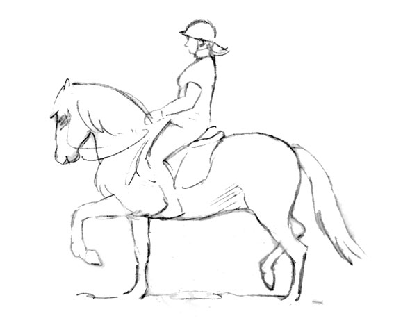 Person Riding Horse Drawing Sketch Coloring Page