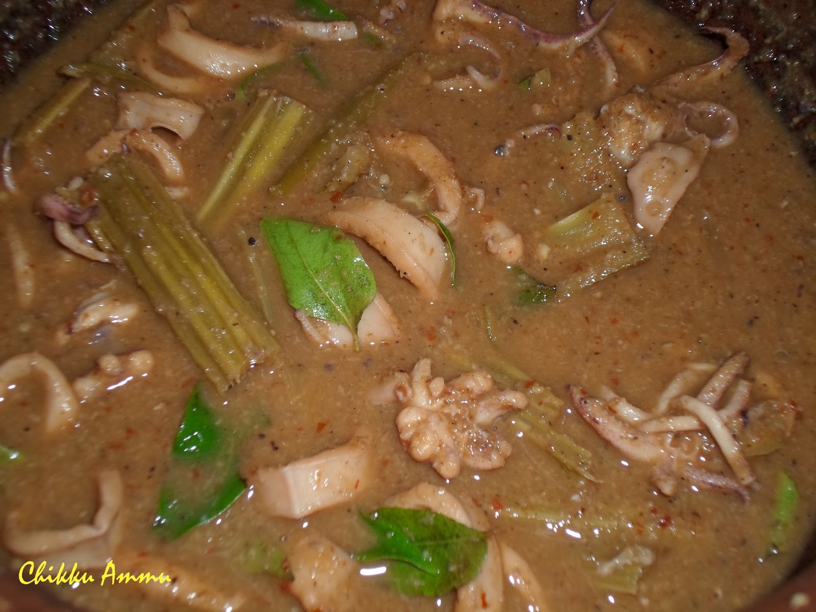 Chikkus Kitchen : Squid fish/kanava meen kuzhambu