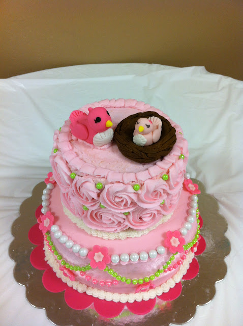 Gingerly Created Confections: Mama and Baby Bird Baby Shower Cake