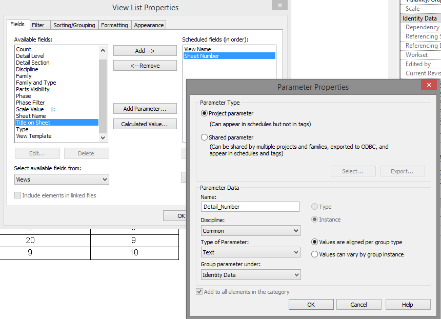 Revit Coaster: View Schedule with Detail Numbers Macro for Revit
