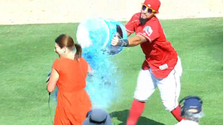Rougned Odor drenches reporter Emily Jones with Powerade (Video ...