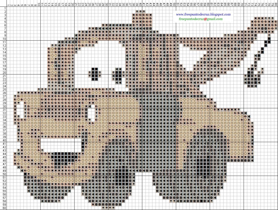 Dibujos Punto de Cruz Gratis: Mate Crua Cars - Punto de cruz