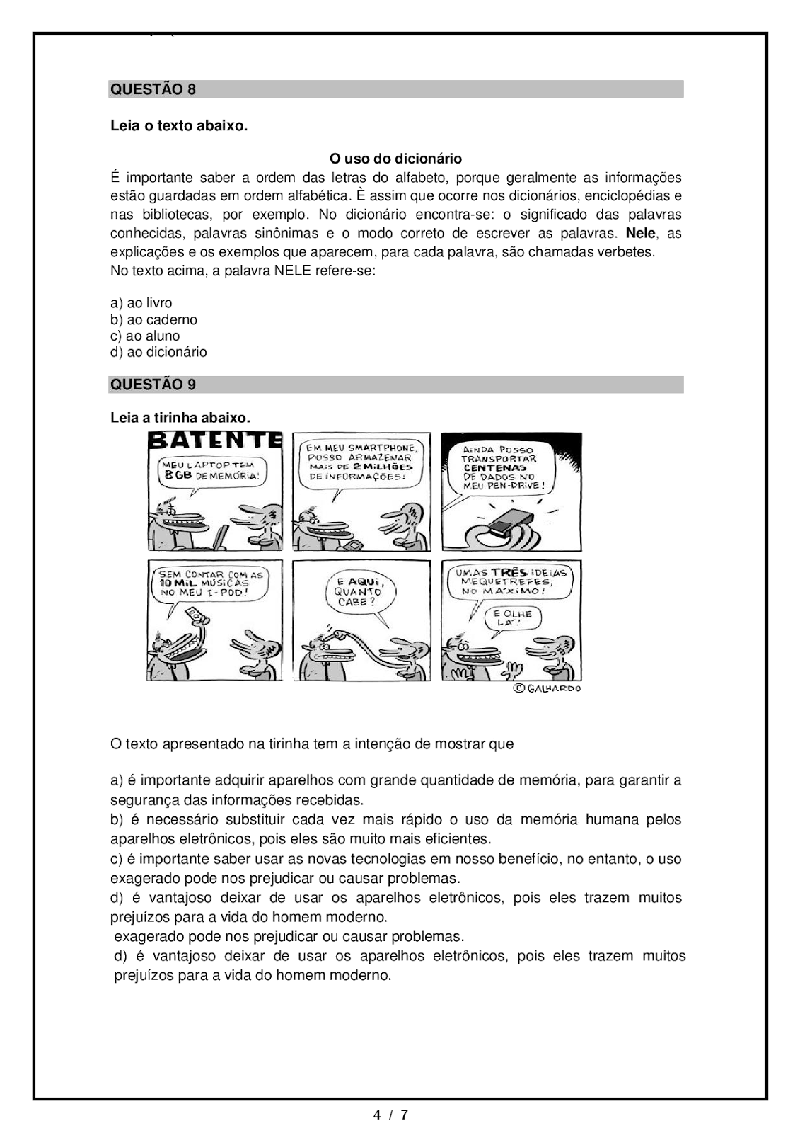 Atividade Texto Descritivo 7o Ano Com Gabarito - EDUCA