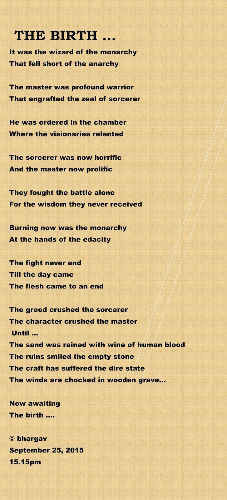 POETRY,...DA COLOR OF LIFE: The Birth ...