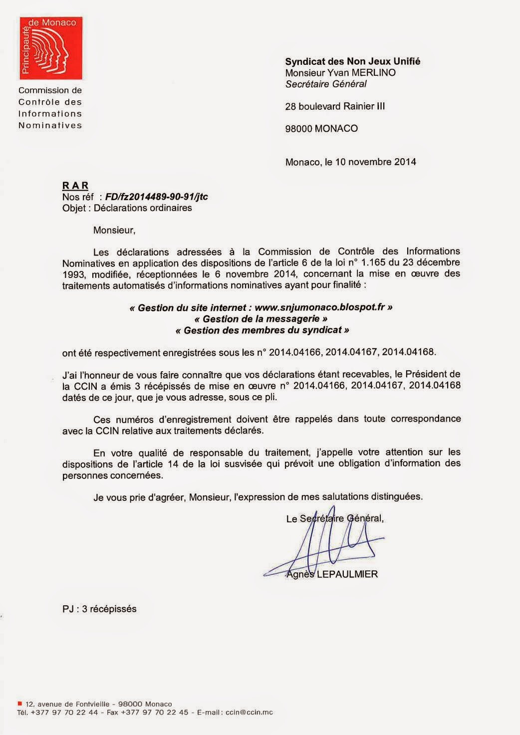 Le S.N.J.U.: novembre 2014