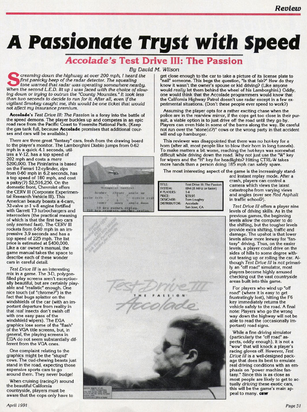 The DOS Gaming Scholar: Test Drive III: The Passion