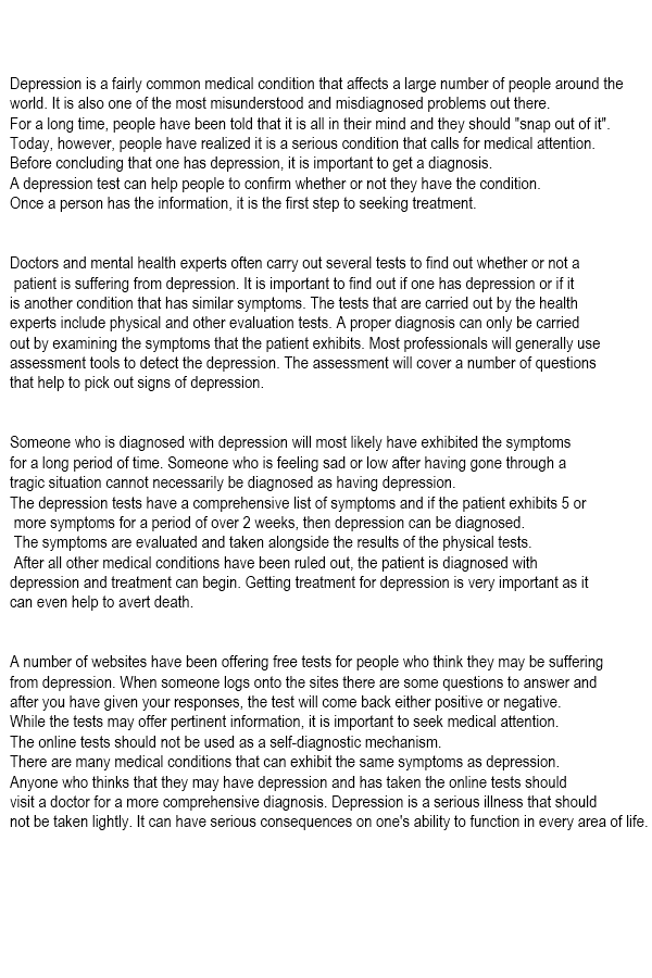 depression symptoms test | Depression Definition