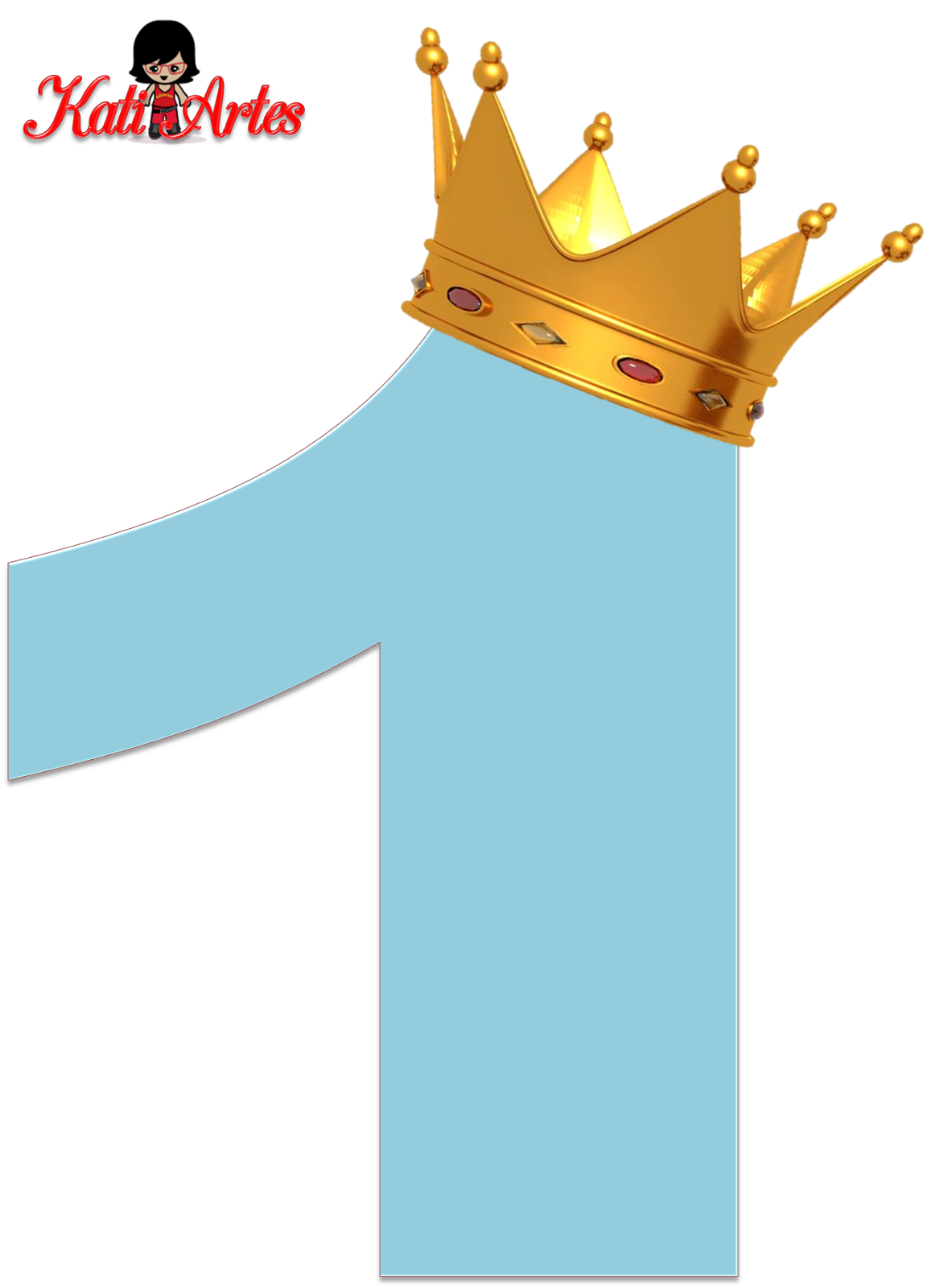 Números Azul Claro con Coronas. - Oh my Alfabetos!