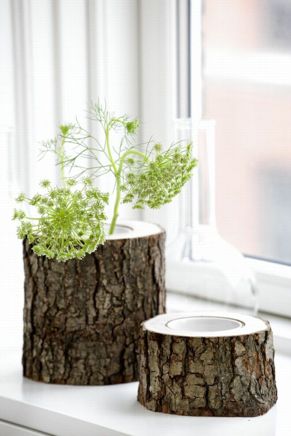 DIY projects: tree trunk in the form of decorative flower pots - Diy ...