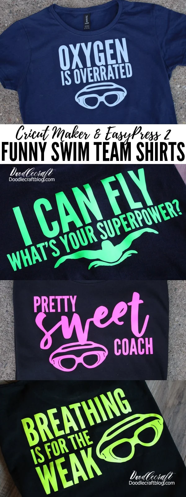 Funny Swim Team Shirts Made with Cricut Maker & EasyPress 2