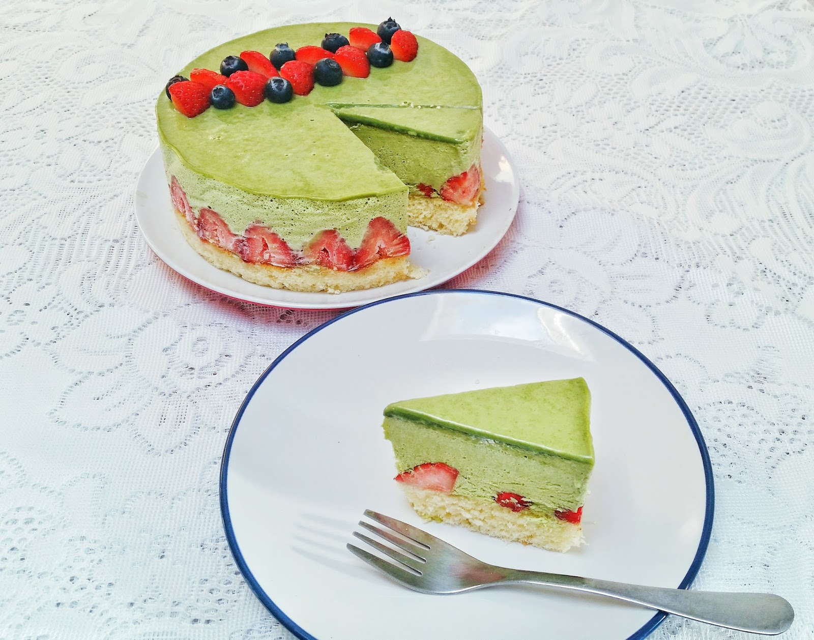 Iced Matcha Mousse Fraisier – Recipe