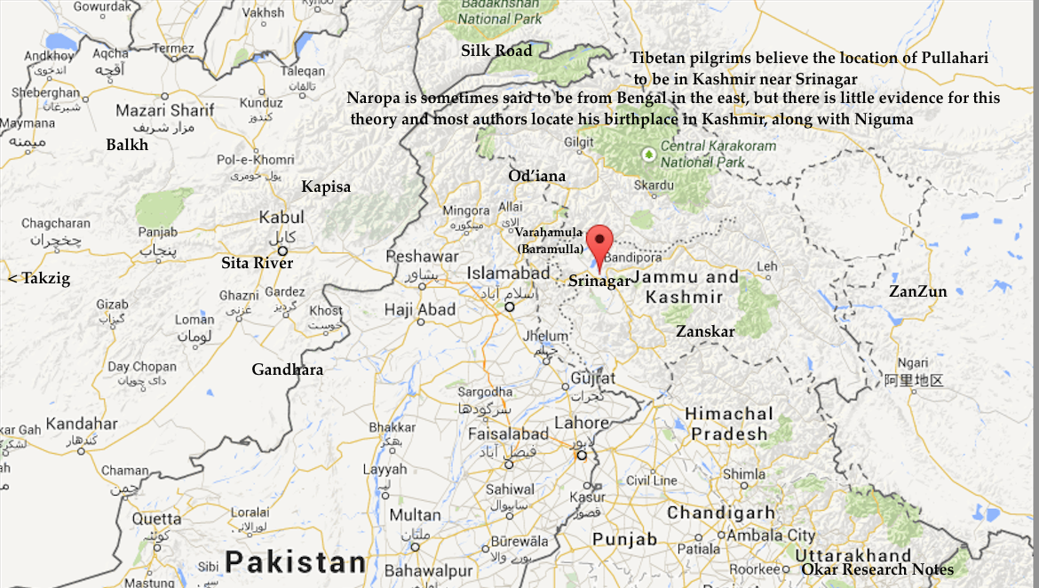 Okar Research: Naropa, Kashmir, Krityashramavihara & Pullahari (1016 AD)