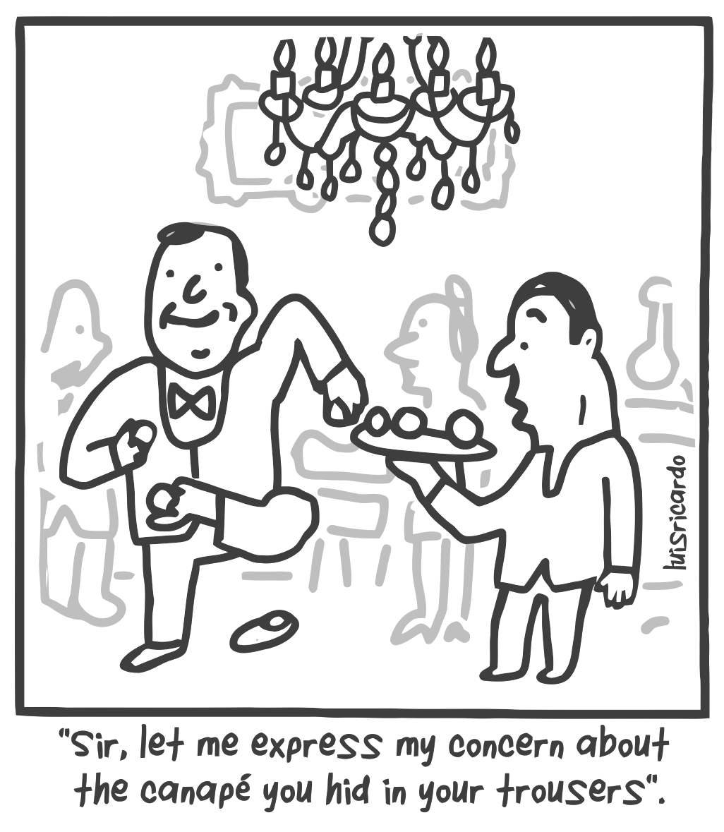 Luis Ricardo : A cartoon about a fancy dinner party