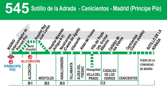 Cambios en la línea 545 de autobuses interurbanos entre Príncipe Pío y ...