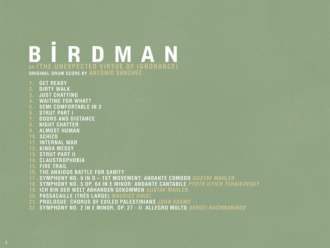 Encarte: Birdman (Original Motion Picture Soundtrack) [Digital Edition ...