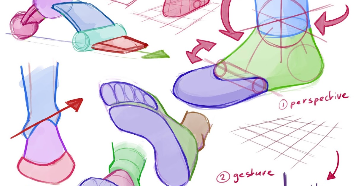 Learning drawing principles: feet