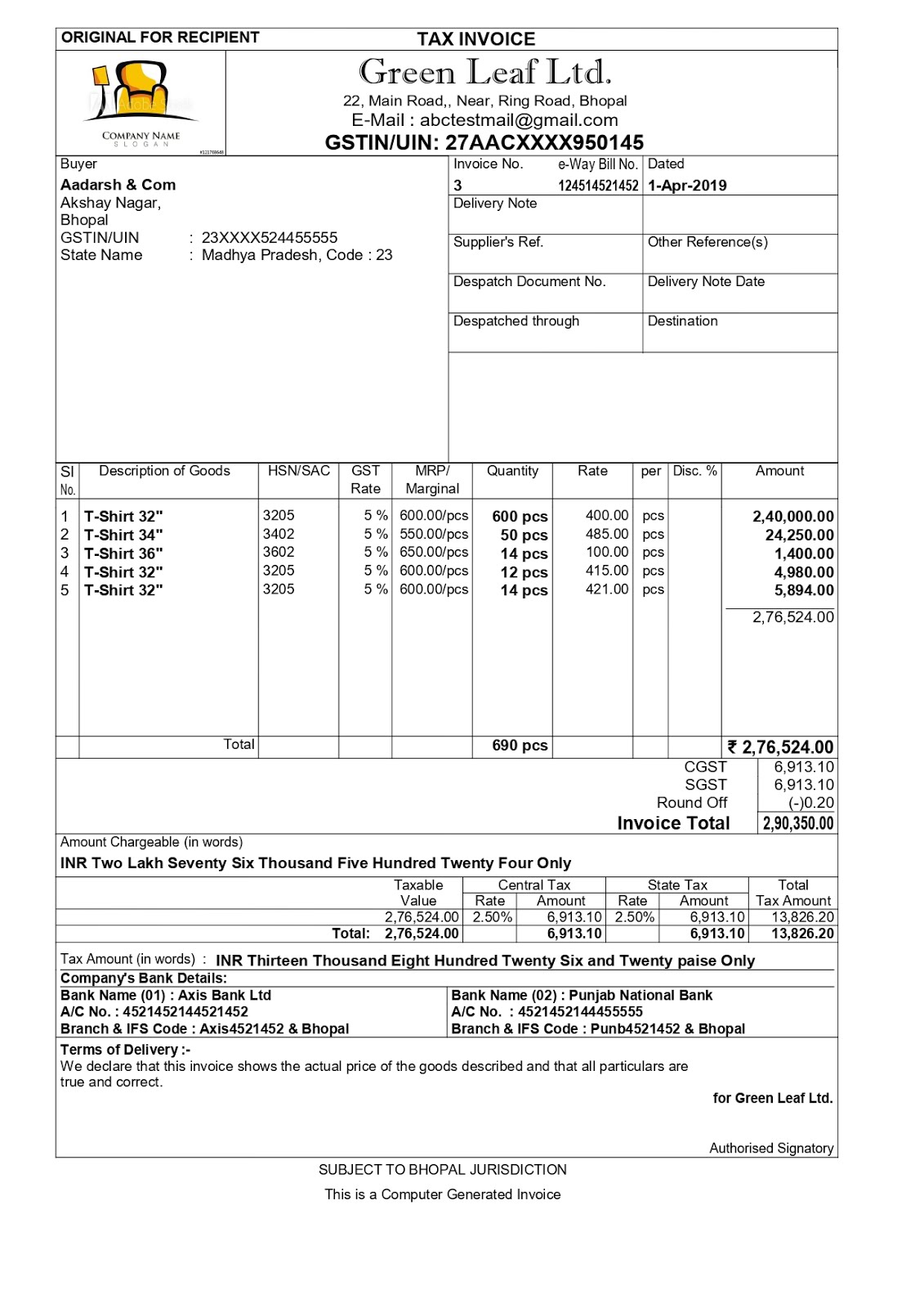 All Tally Invoice Format Sample's, Call Us (Whats App No.): 9407808553 ...