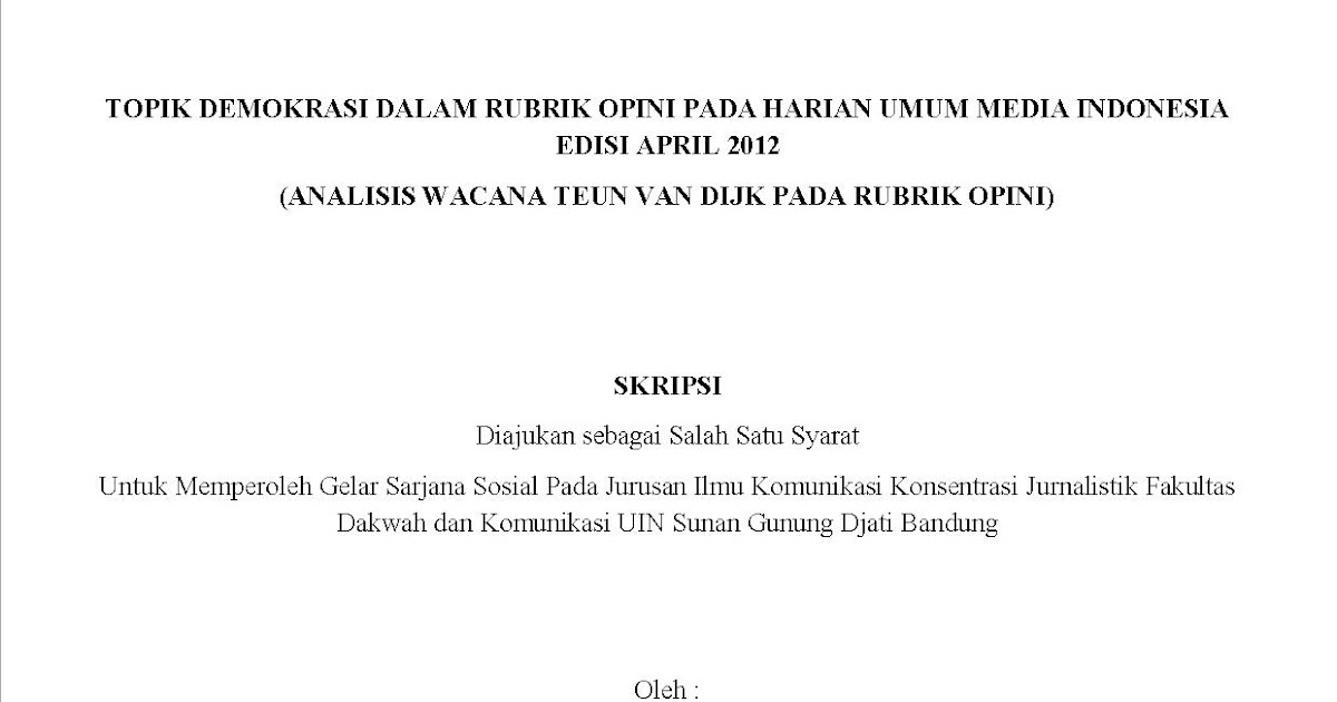Mediasi (Media Bekasi): Contoh Skripsi Komunikasi Jurnalistik (Topik ...