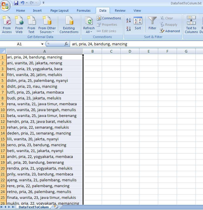 Convert data Text to Column pada Microsoft Excel ~ Finata Otodidak ...