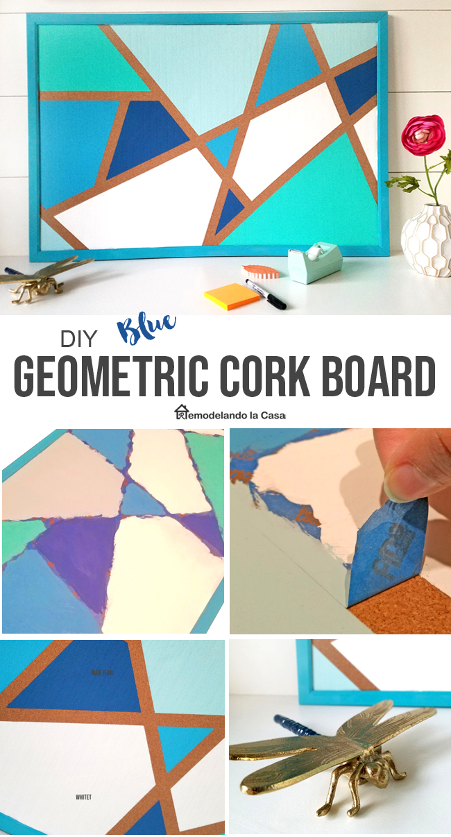 DIY - Blue Geometric Cork Board - Remodelando la Casa