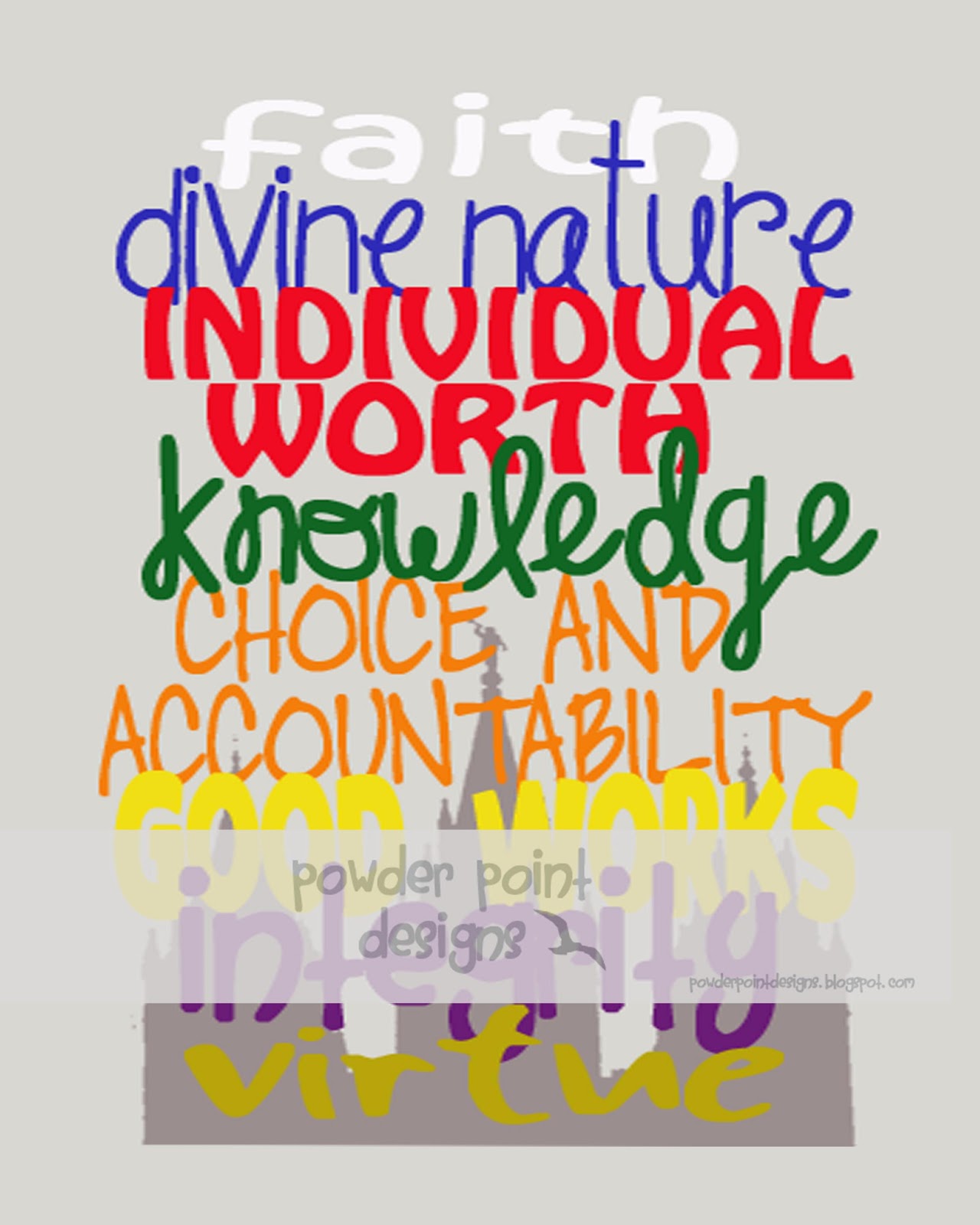 Powder Point Designs: LDS Young Women Values