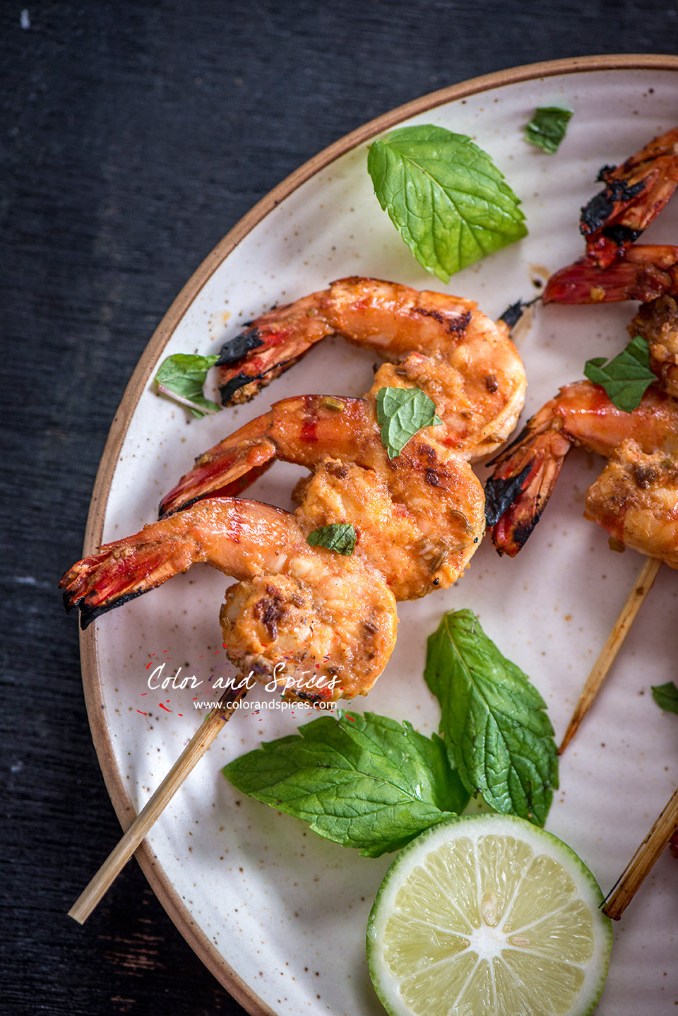Color and Spices: Harissa grilled prawns...