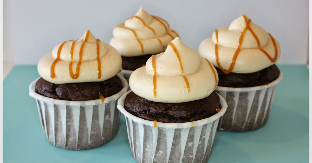 Deep Dark Chocolate Cupcakes with Salted Caramel Frosting ~ Dip it in ...