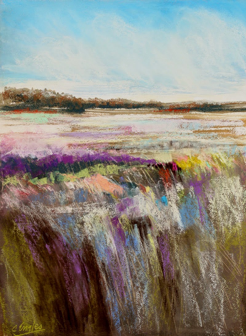 Carol Engles Art: Frosted Field Two, abstract landscape by Carol Engles