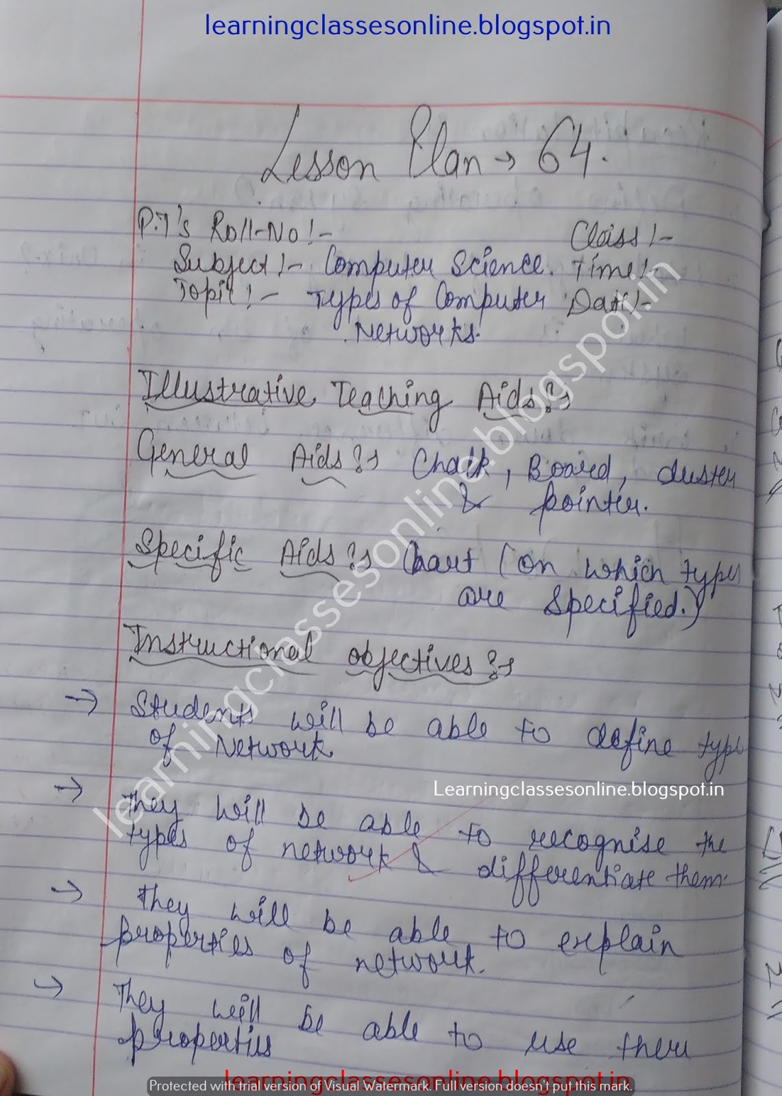 Lesson Plan For Computer Teachers on networks- LAN, MAN, WAN