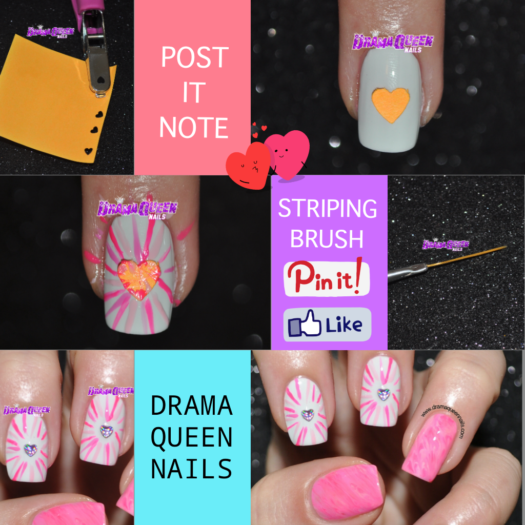 Drama Queen Nails: Post it note decals #heartburstmani