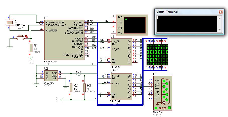 MICROCHIP PIC: Panel 8x8 con PIC16F628A