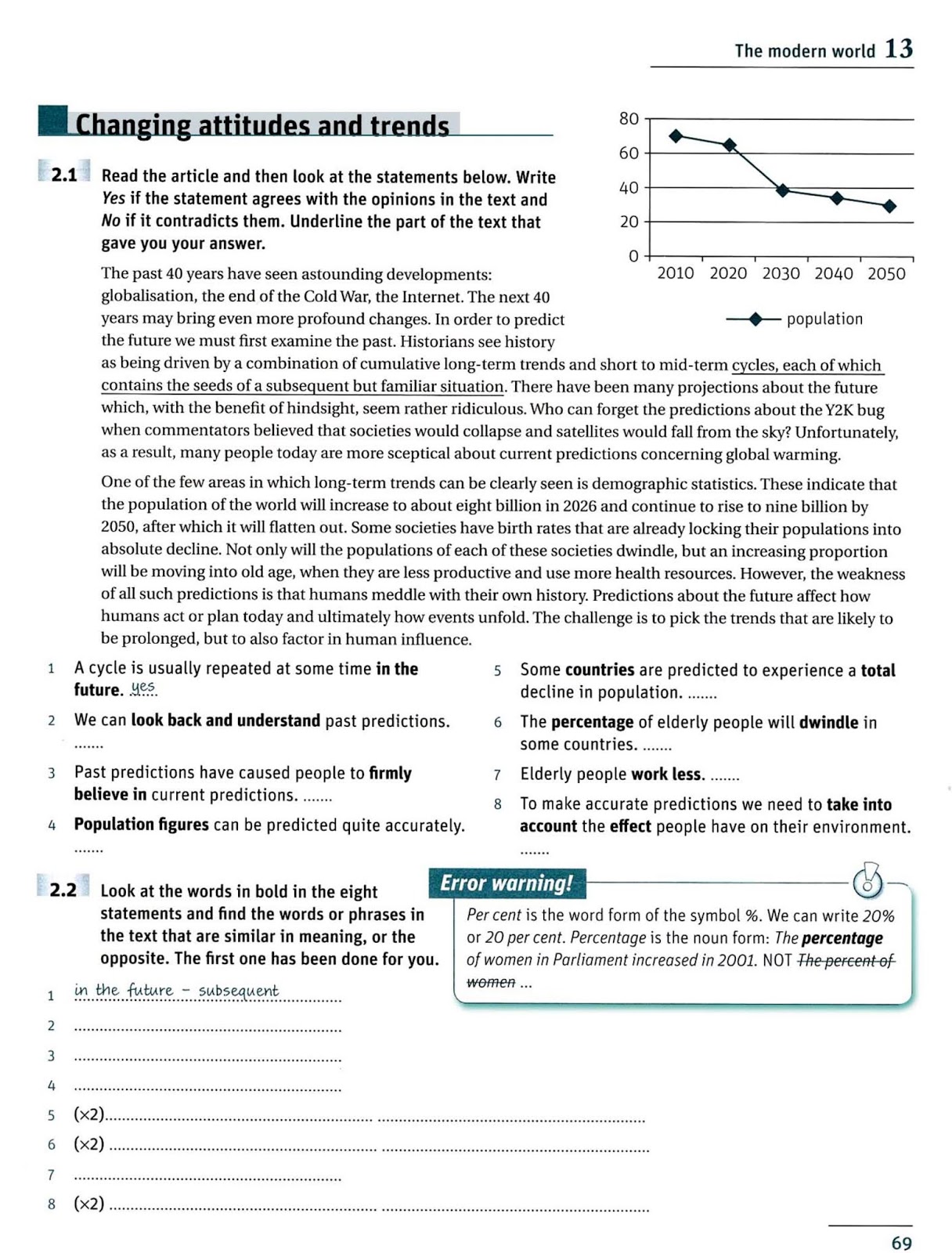 Unit 13 The modern world: Globalisation, changing attitudes and trends